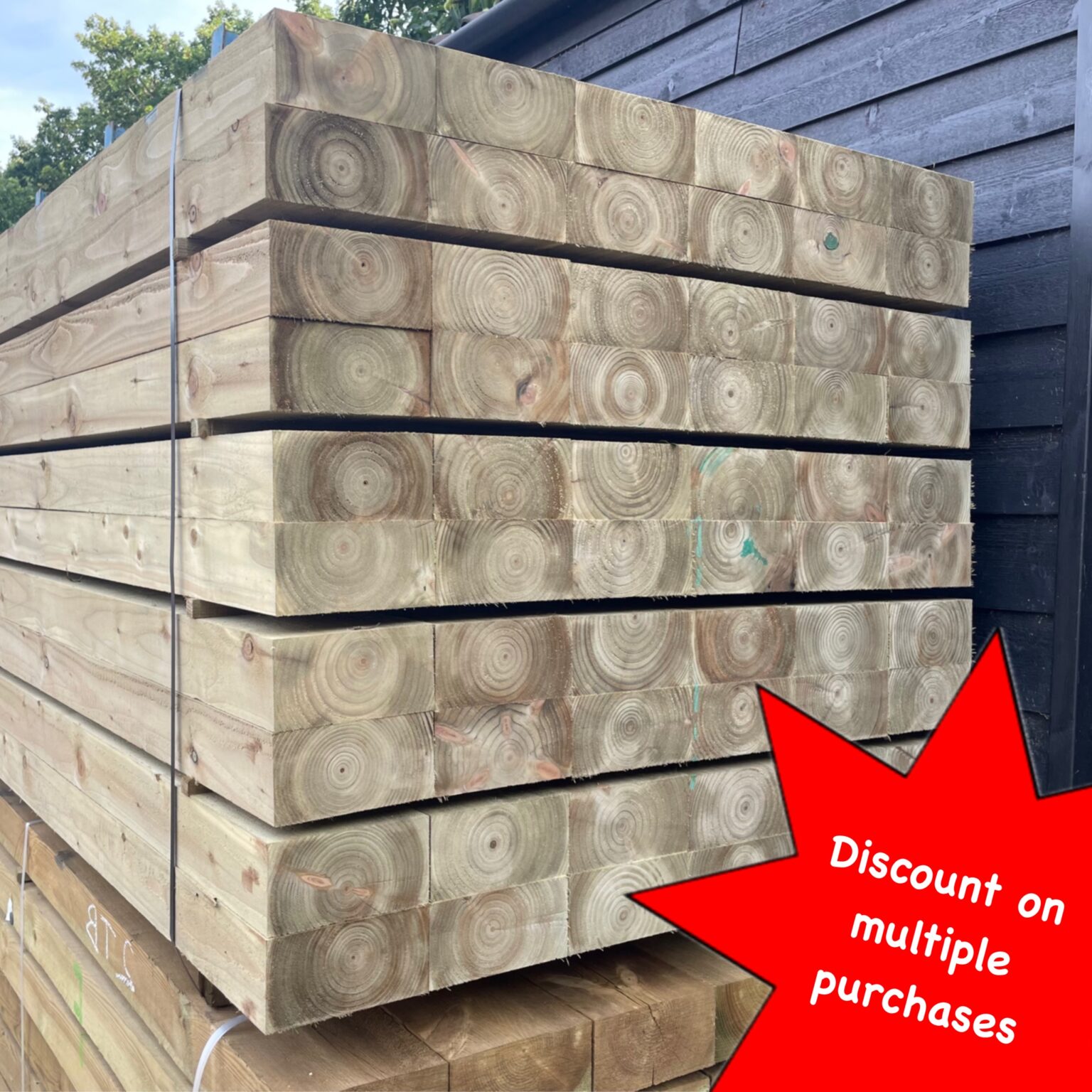 Softwood Pressure Treated Green Sleepers 100mm x 200mm x 2400mm - Daws ...